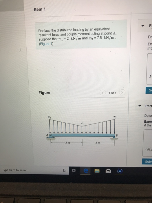 Solved Item 1 Replace the distributed loading by an | Chegg.com
