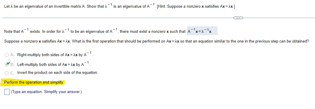 Solved Let λ be an eigenvalue of an invertible matrix A. | Chegg.com