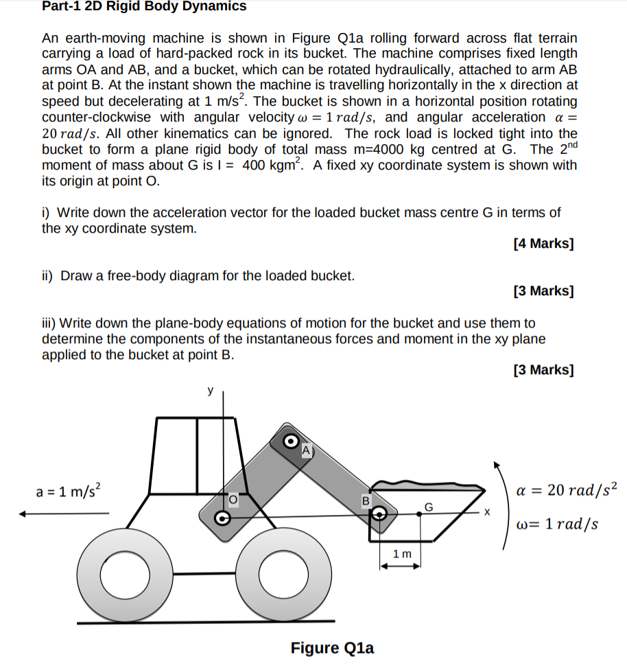 Solved Part-1 2D Rigid Body Dynamics An earth-moving machine | Chegg.com