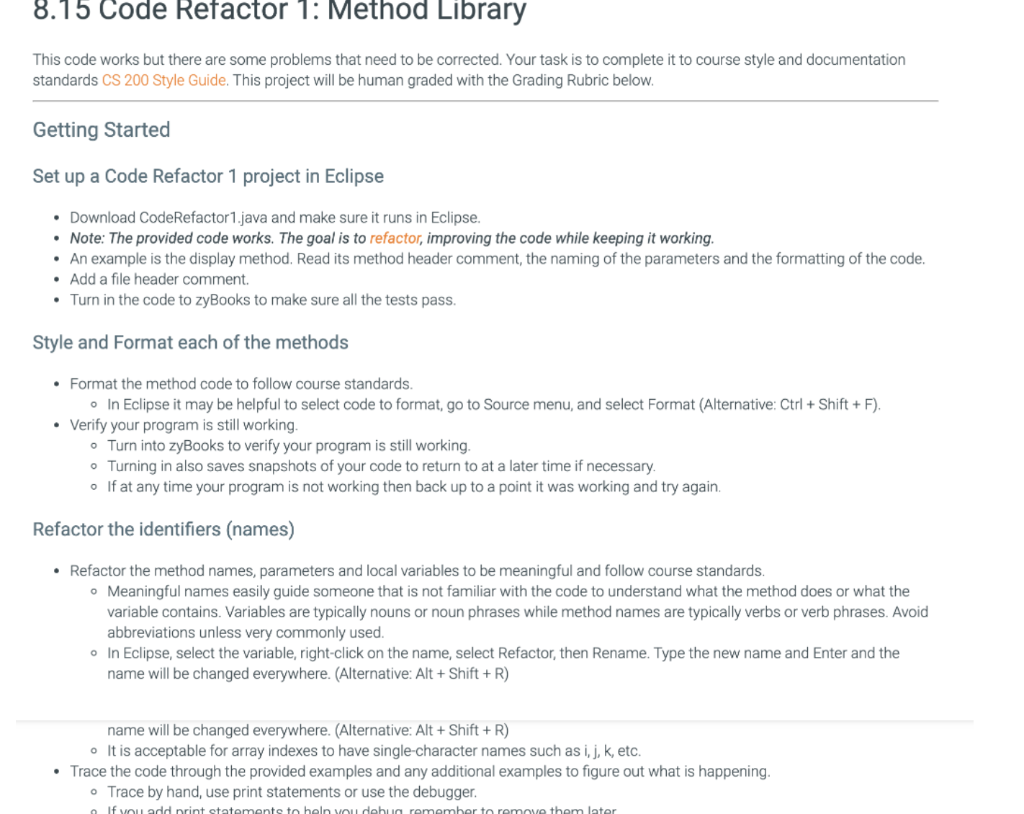Solved Can someone help me refactor this without exceeding | Chegg.com
