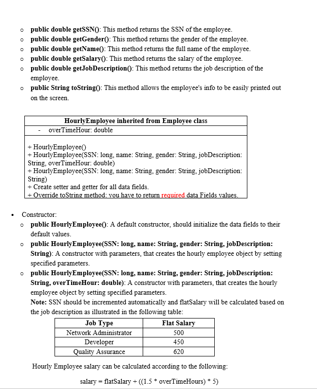 Solved Q1) 1- Write a Java class Employee for dealing with | Chegg.com