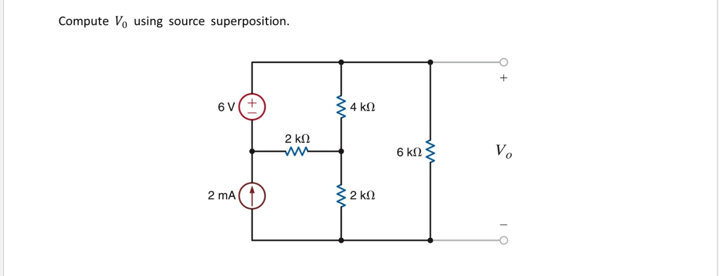 Solved Compute V0 using source superposition. | Chegg.com