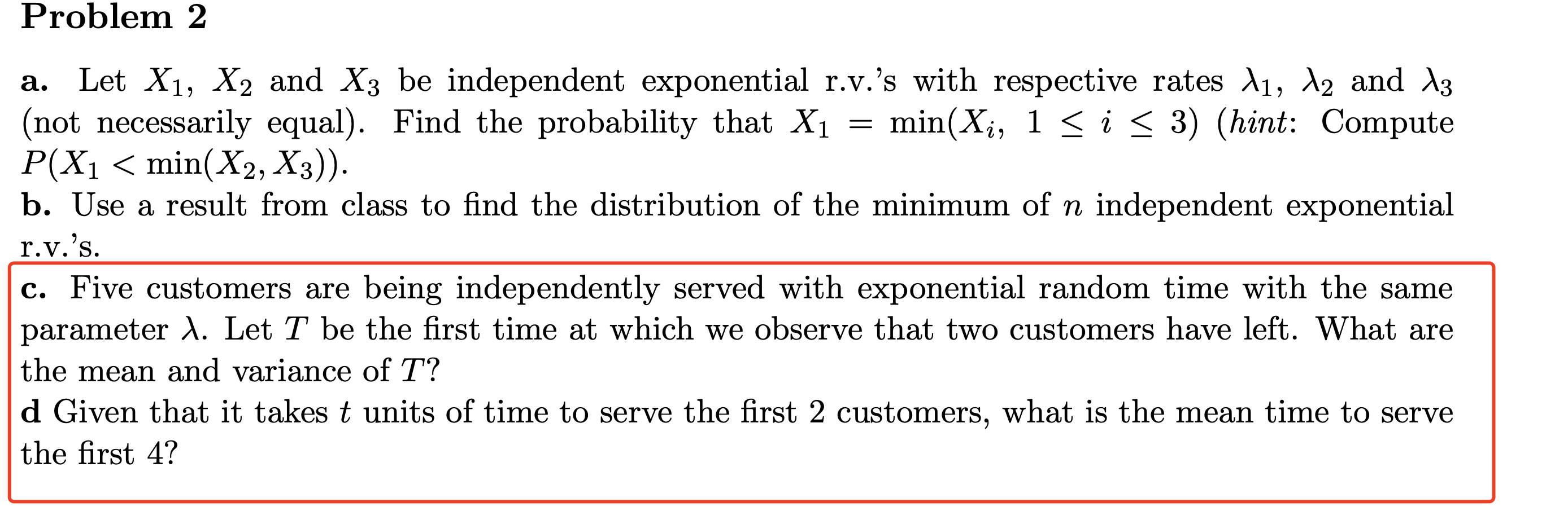 Solved a. Let X1,X2 and X3 be independent exponential r.v.'s | Chegg.com