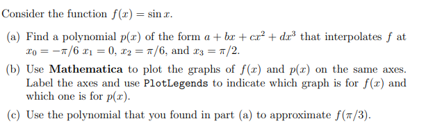 Solved Consider the function f(x)=sinx. (a) Find a | Chegg.com