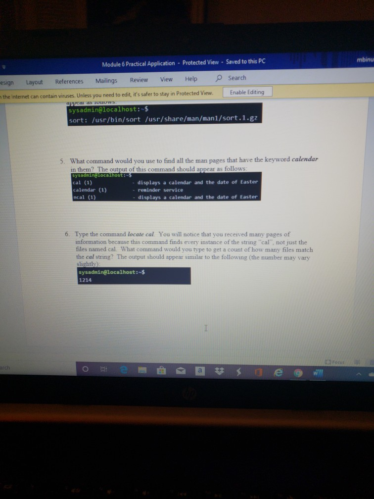 Solved mbinu Module 6 Practical Application - Protected View | Chegg.com