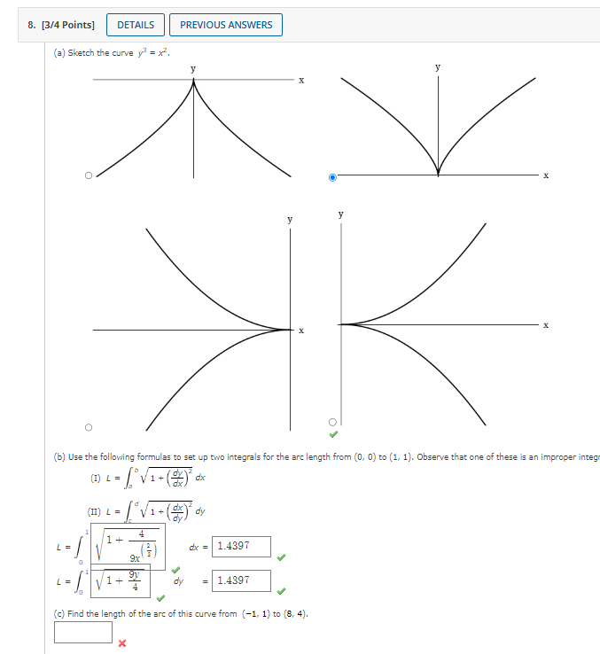 Solved (a) Sketch the curve y3=x2. (b) Use the following | Chegg.com