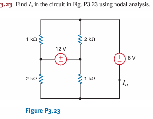 Solved 3.23 ﻿Find Io in ﻿the circuit in ﻿Fig. P3.23 ﻿using | Chegg.com