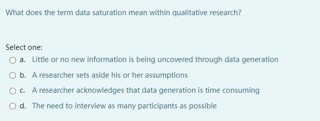 Solved What does the term data saturation mean within | Chegg.com