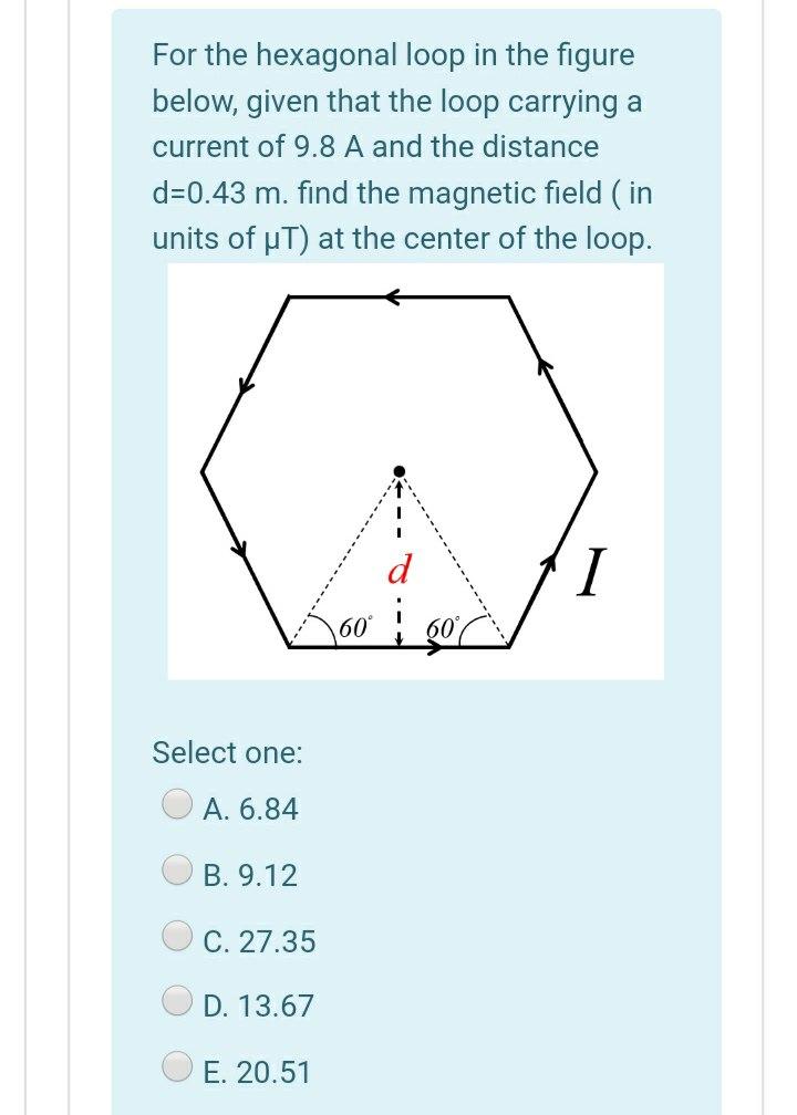 Solved For the hexagonal loop in the figure below, given | Chegg.com