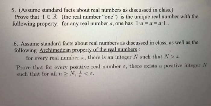 Solved 5. (Assume standard facts about real numbers as | Chegg.com