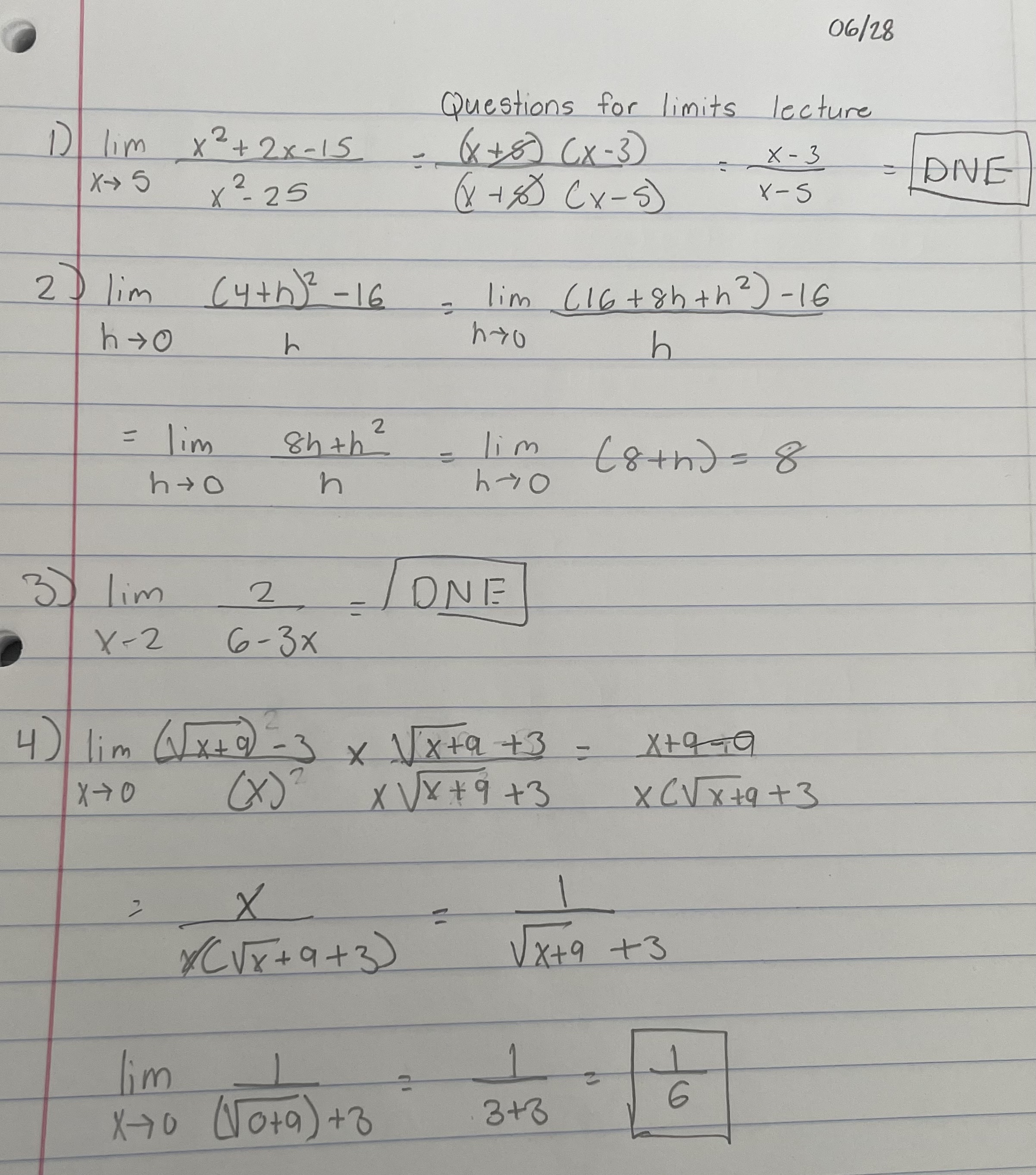 Solved 06/28 Questions for limits lecture | Chegg.com