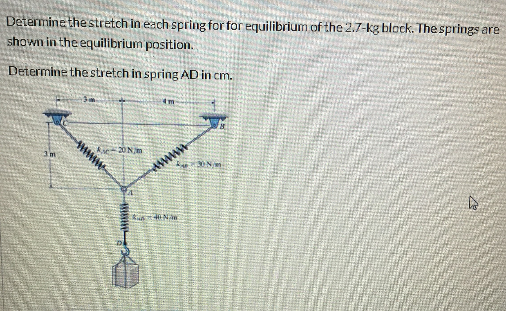 Solved Determine the stretch in each spring for for | Chegg.com