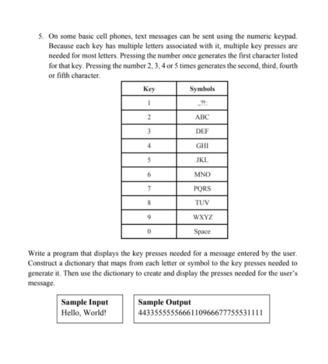 Solved 5. On some basic cell phones, text messages can be | Chegg.com