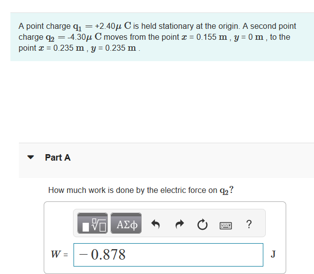 Solved A point charge q1=+2.40μC is held stationary at the | Chegg.com