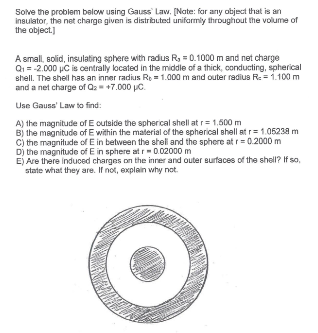 Solved Solve the problem below using Gauss' Law. [Note: for | Chegg.com