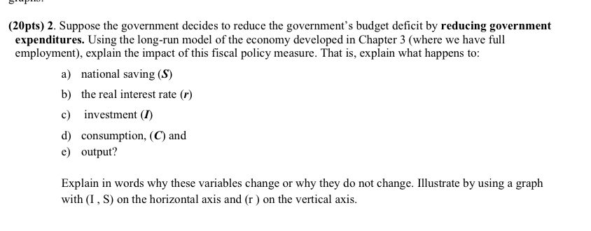 Solved 0pts) 2. Suppose the government decides to reduce the | Chegg.com