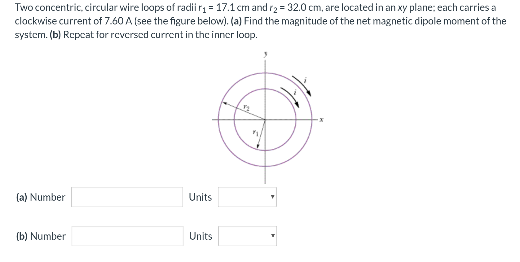 Solved Two concentric, circular wire loops of radii r1 17.1 | Chegg.com