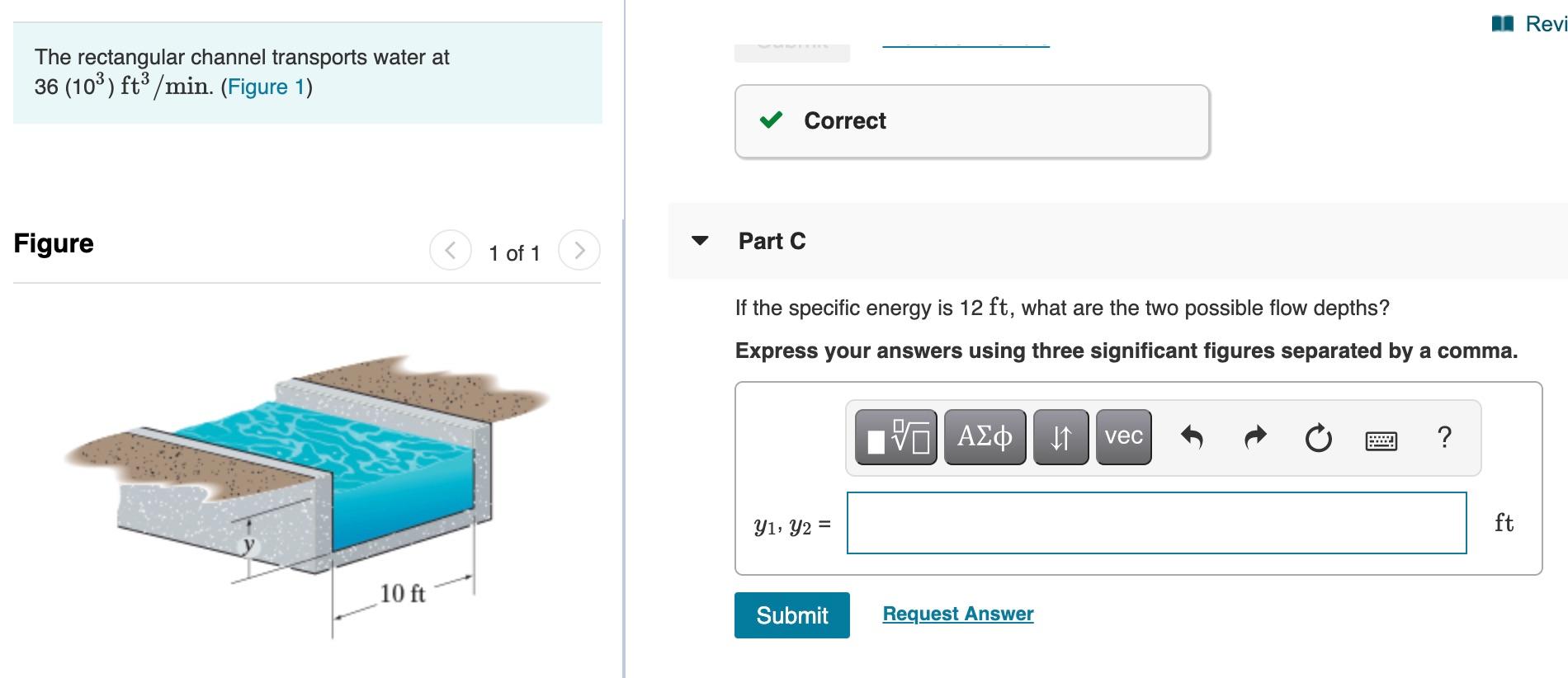 Solved A Revi The rectangular channel transports water at 36 | Chegg.com