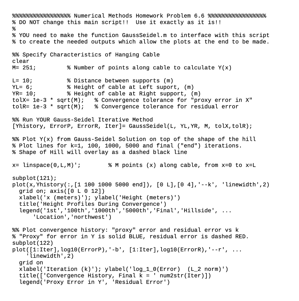 6.6 Gauss-Seidel Iteration MATLAB code. 6 pts YM Y, | Chegg.com
