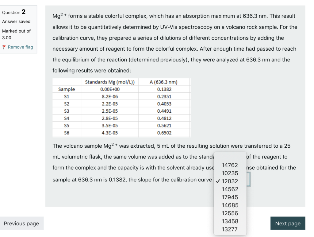 Solved Mg2+ forms a stable colorful complex, which has an | Chegg.com
