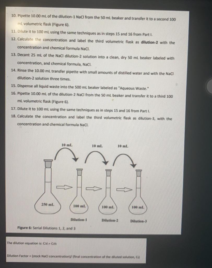 Solved Part II: Serial Dilutions 1. Pour 25 mL of the NaCl | Chegg.com