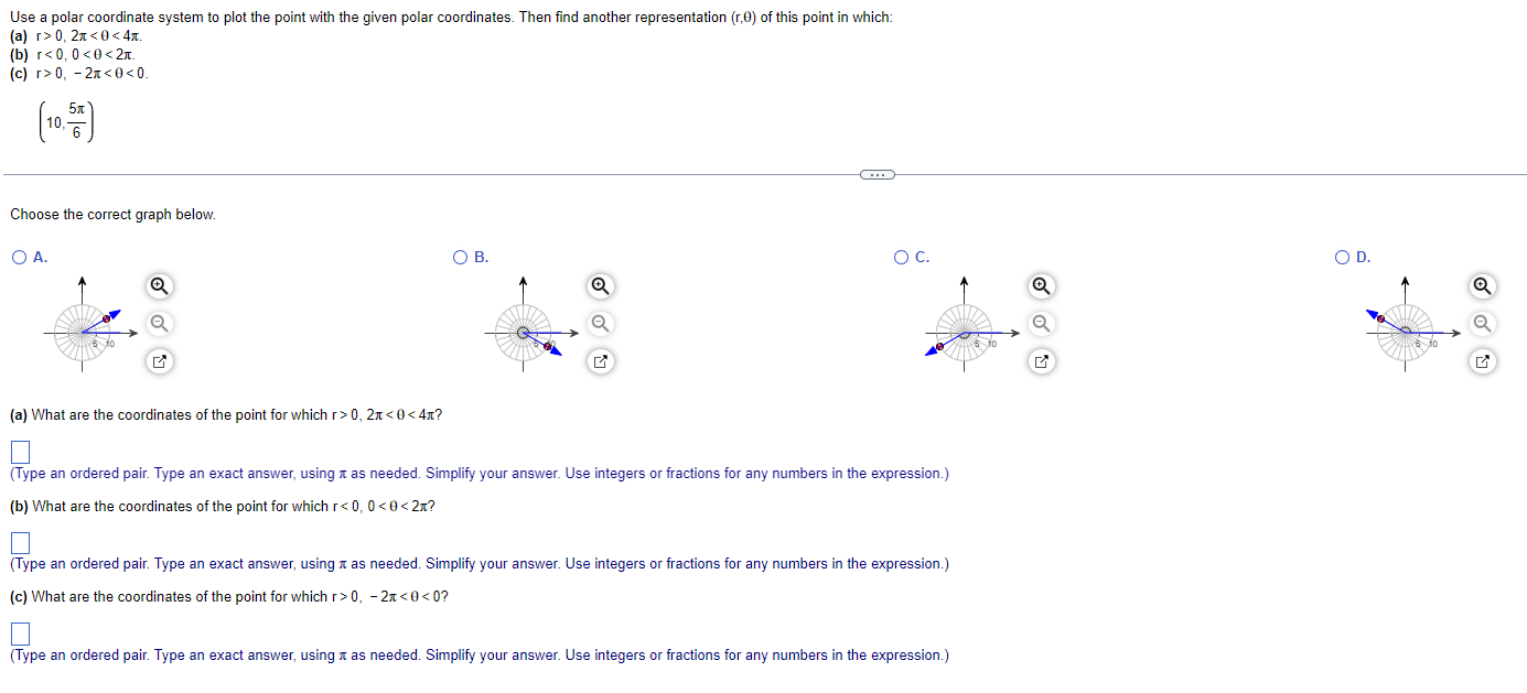 Solved Use a polar coordinate system to plot the point with | Chegg.com