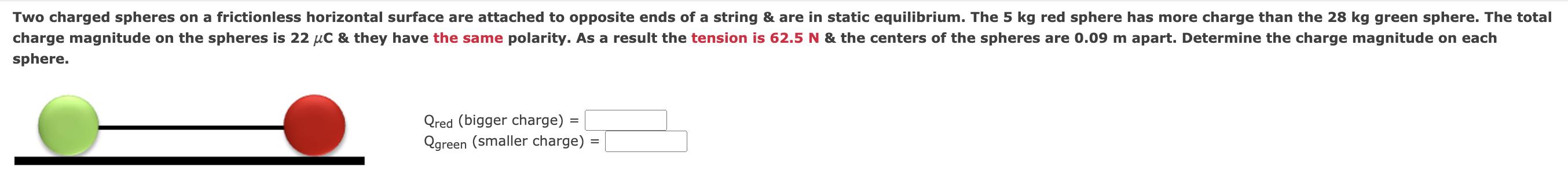 Solved Two charged spheres on a frictionless horizontal | Chegg.com