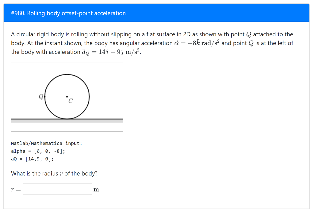Solved #980. Rolling body offset-point acceleration A | Chegg.com