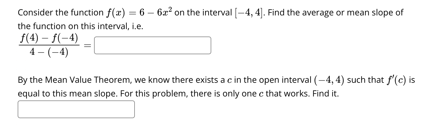 Solved Consider the function f(x)=6−6x2 on the interval | Chegg.com