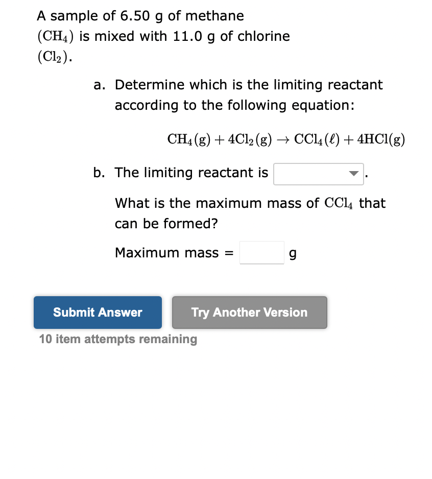 Solved a. Determine which is the limiting reactant according | Chegg.com