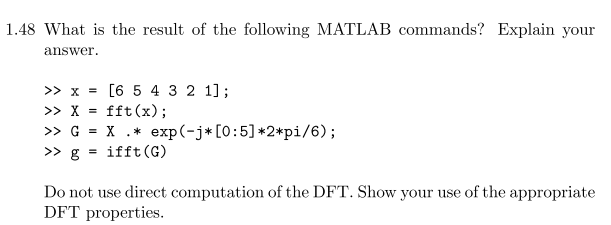 Solved 1.48 What is the result of the following MATLAB | Chegg.com