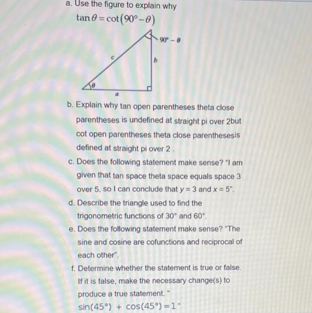 Solved Explain why tan open parentheses theta close | Chegg.com