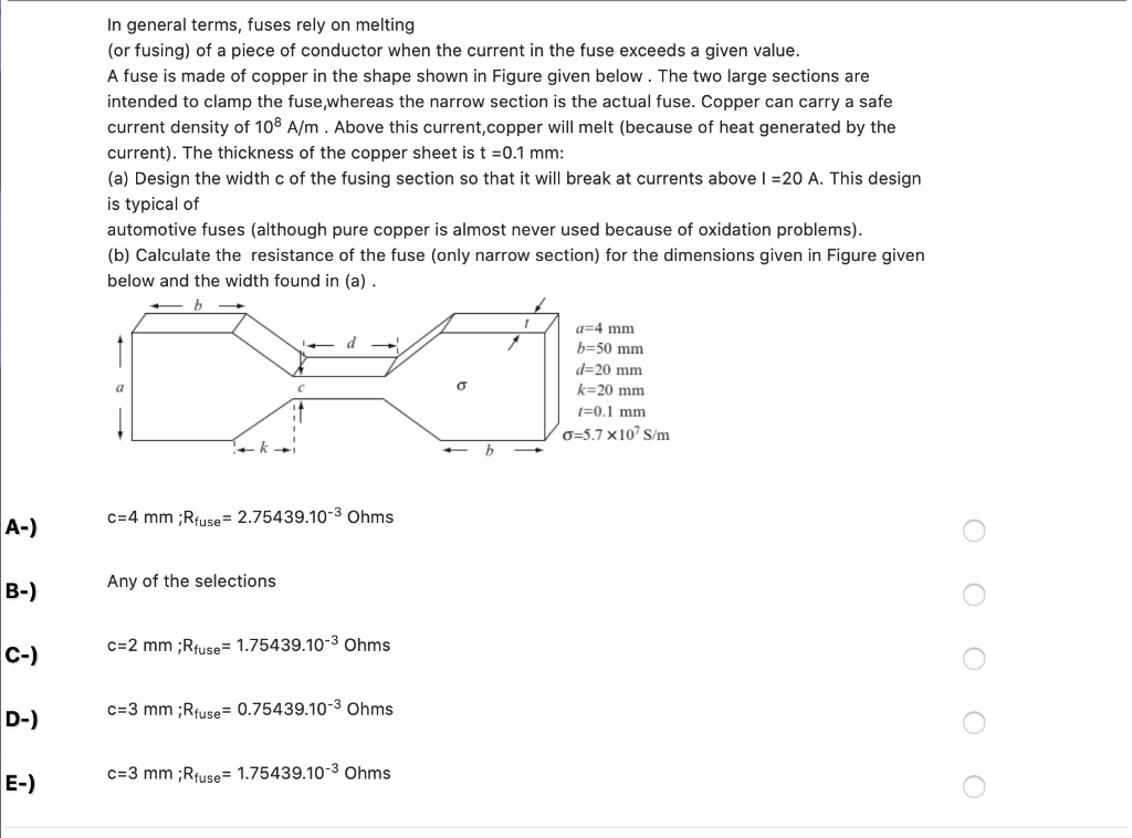 Solved In general terms, fuses rely on melting (or fusing) | Chegg.com