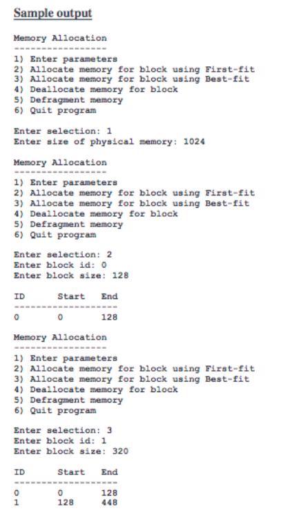 Solved Objective: To simulate memory allocation with | Chegg.com