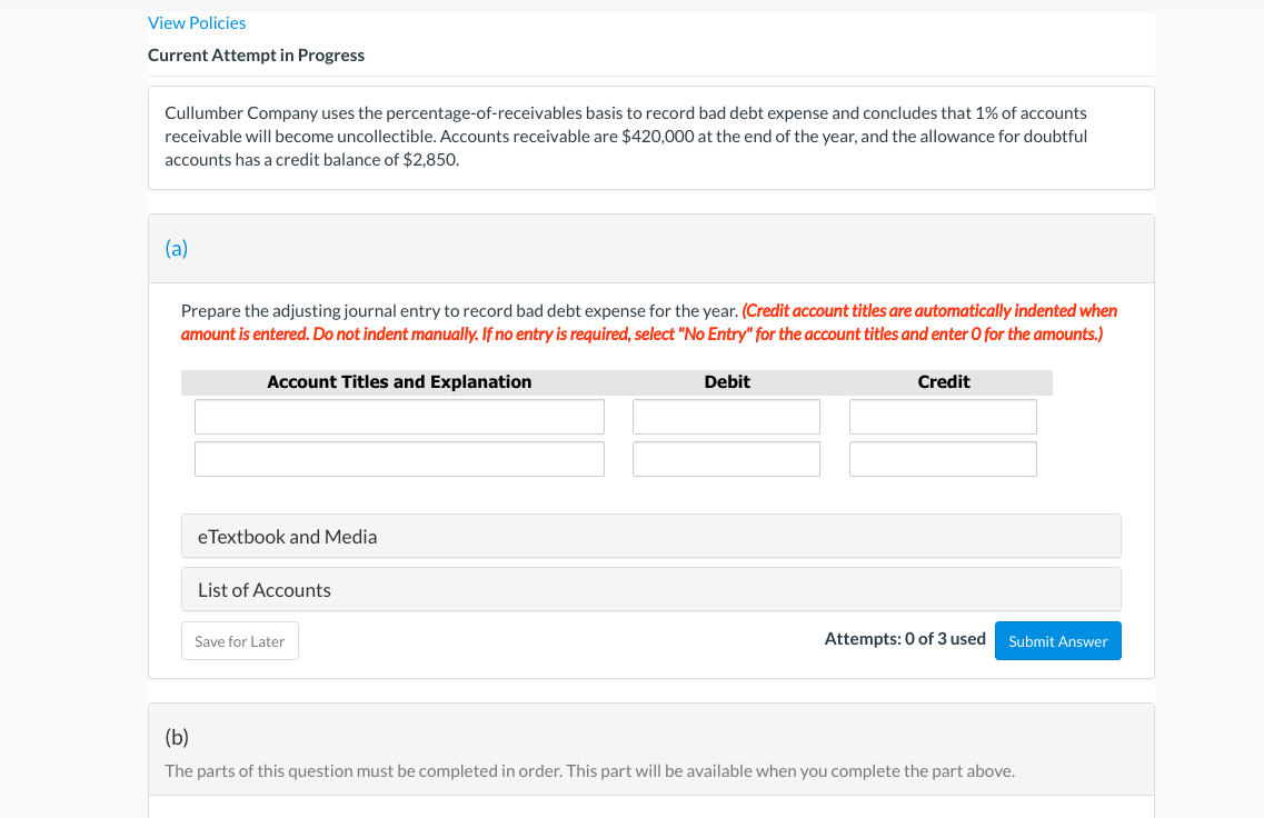 Solved View Policies Current Attempt in Progress Cullumber | Chegg.com