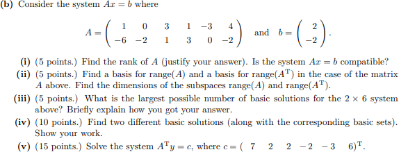 Solved b) Consider the system Ax=b where | Chegg.com