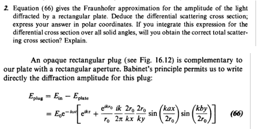 2. Equation (66) gives the Fraunhofer approximation | Chegg.com