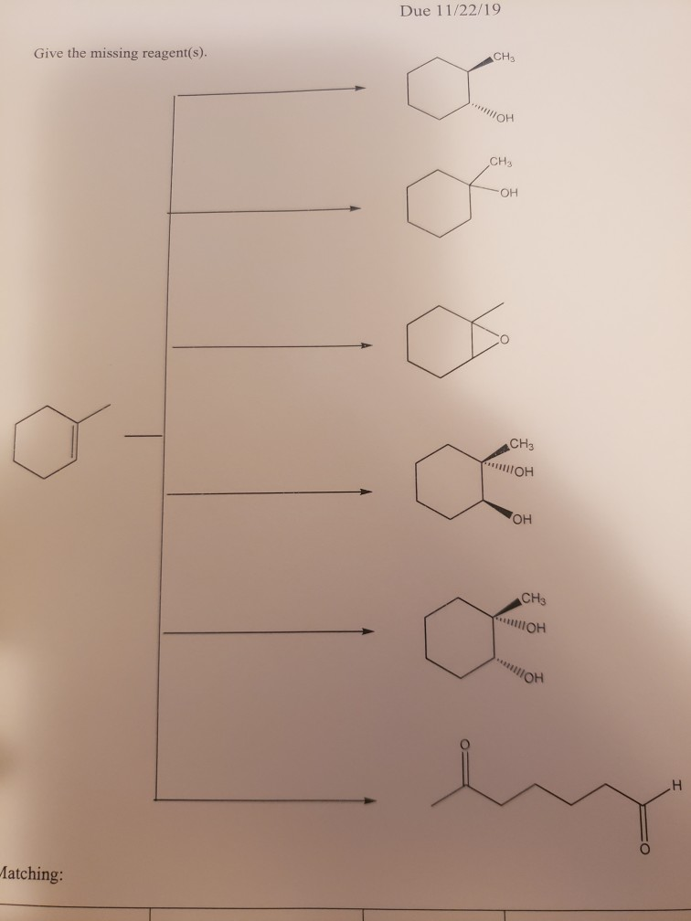 Solved Due 11/22/19 Give the missing reagent(s). CH3 Пон CH3 | Chegg.com