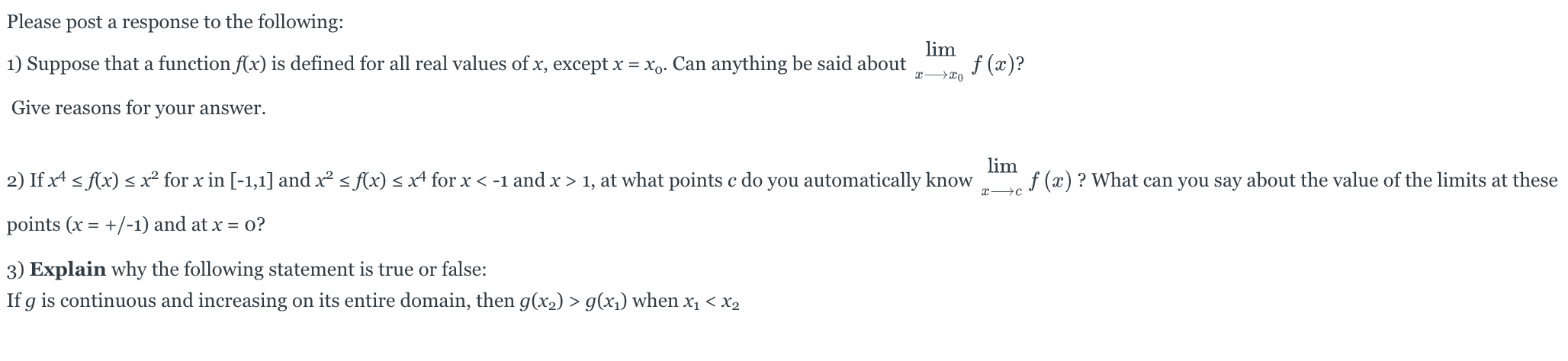 Solved Please post a response to the following:Suppose that | Chegg.com