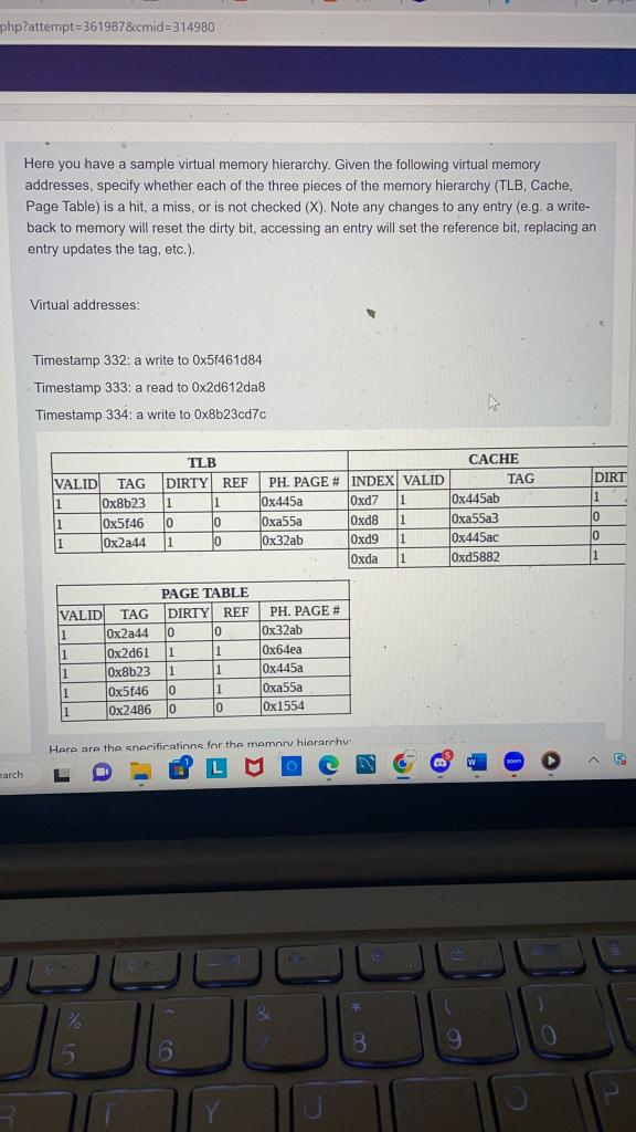 Solved Here you have a sample virtual memory hierarchy. | Chegg.com