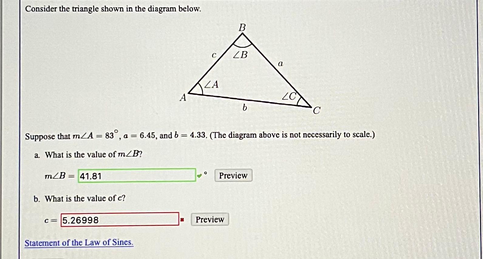 Solved Consider the triangle shown in the diagram below. B с | Chegg.com