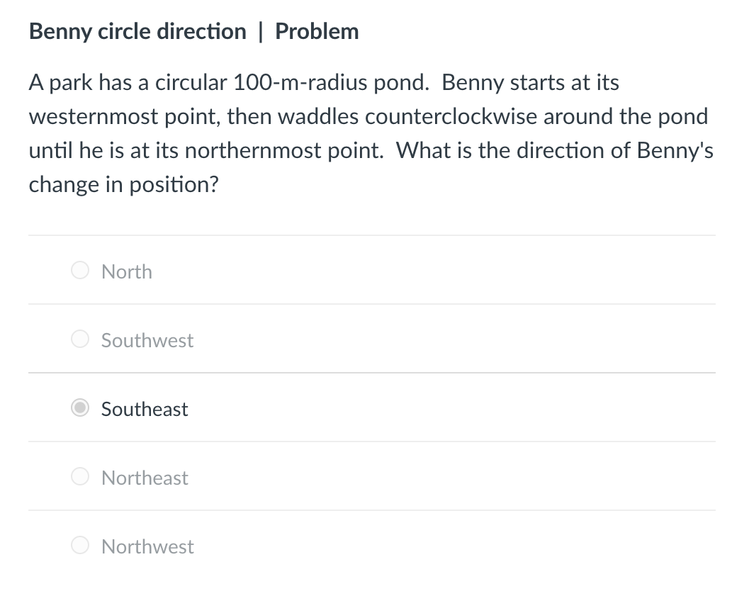 Solved A park has a circular 100-m-radius pond. Benny starts | Chegg.com