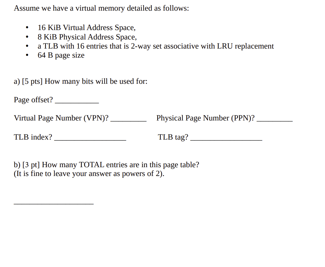 Solved Assume we have a virtual memory detailed as follows: | Chegg.com Solved Assume we have a virtual memory detailed as follows: | Chegg.com
