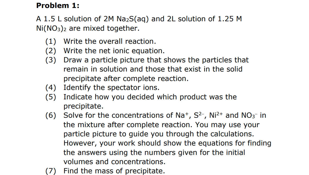 Solved A 1.5 L solution of 2M Na2S(aq) and 2L solution of | Chegg.com