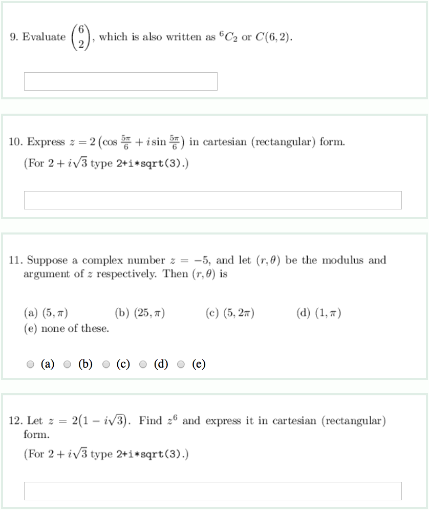 Solved 6 9. Evaluatewhich is also written as 6C2 or C(6,2). | Chegg.com