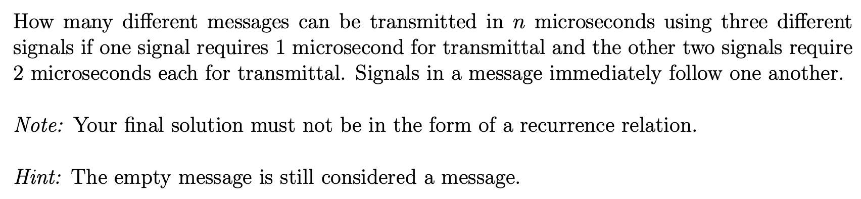 Solved How many different messages can be transmitted in n | Chegg.com