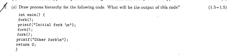 Solved (a) Draw process hierarchy for the following code. | Chegg.com