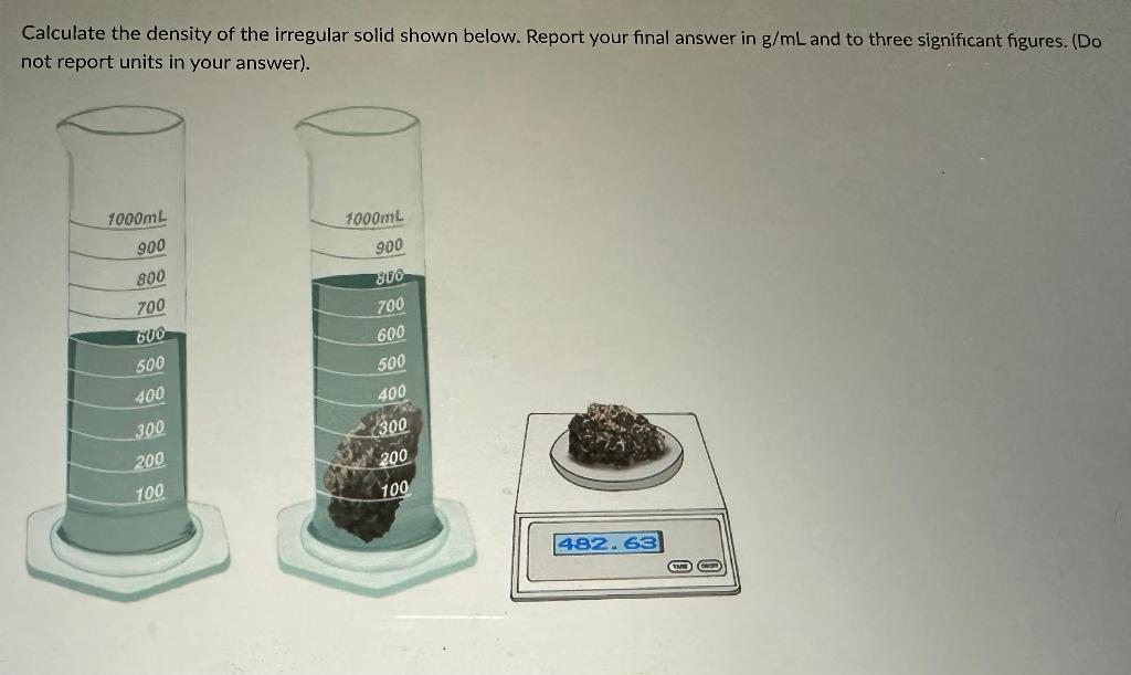 Solved Calculate the density of the irregular solid shown | Chegg.com