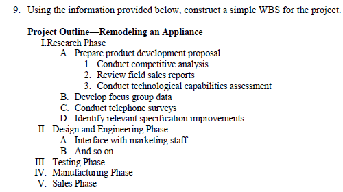 Solved 9. Using the information provided below, construct a | Chegg.com