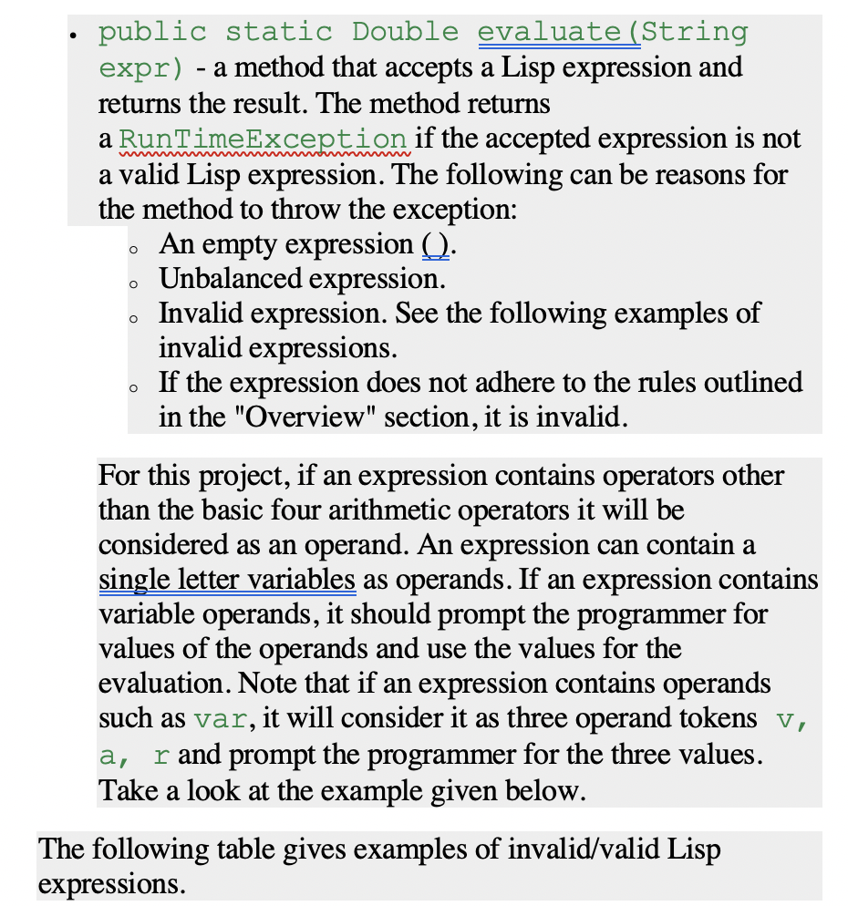 Solved . public static Double evaluate (String expr) - a | Chegg.com